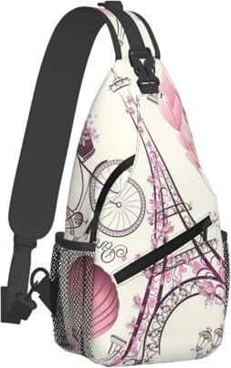 Generic Sacoche Tactique Fleur de la Tour de Paris Antivol Sling Sac &agrave; Bandouli&egrave;re L&eacute;ger Crossbody Bag pour Femme Homme Randonn&eacute;e