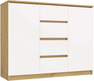 Topeshop Cdf Moderne Kommode 2D4S (2 T&uuml;ren, 4 Schubladen) handwerker und wei&szlig; Ideal f&uuml;r Wohnzimmer, Schlafzimmer, Kinderzimmer, Jugendzimmer und B&uuml;ro
