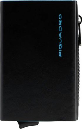 Piquadro Homme, Accessoires, Noir, Taille: ONE Size Portefeuille compact avec syst&egrave;me coulissant et poche &agrave; monnaie
