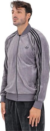adidas Homme, Sweatshirts et sweats à capuche, Gris, Taille: 2XL Sweat à fermeture éclair en velours Adicolor