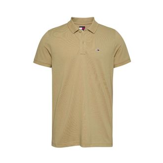 Tommy Jeans Beige Polo Slim Fit Baumwolle - - Tops - Herren - Beige - XS