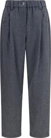 Brunello Cucinelli Pantalon en Laine Stretch - Femme - Pantalons - Gris - Taille: 40 FR