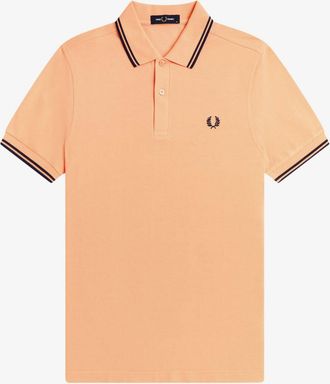 Fred Perry Piqu&eacute;-Poloshirt mit Logo-Stickerei und Streifenakzenten in
