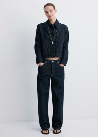 Mango Veste jean cintr&eacute;e &agrave; poches bleu - Femme - XS - MANGO