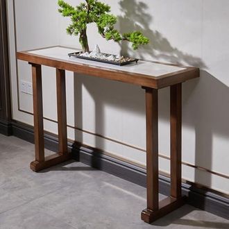 Generic Table Dappoint Rectangulaire en Bois Derrière Le Canapé, Meuble DEntrée en Faux Marbre, Table Dentrée avec Plateau Épais, pour Couloir Salon(White,100