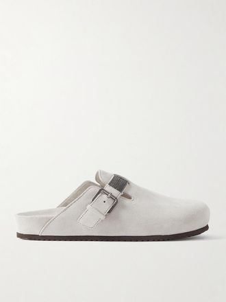 Brunello Cucinelli Sabots En Daim &Agrave; Perles - Gris