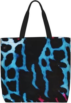 Generic Imprim&eacute; L&eacute;opard Bleu Et Roses Sac A Main Femme Pliable Tote Bag Imperm&eacute;able Sac Fourre-Tout Pour Universit&eacute; Gym Quotidienne