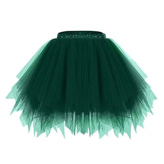 Minetom Damen T&uuml;llrock T&uuml;t&uuml; Rock Kurz Crinoline Tutu Rockabilly Minirock A Gr&uuml;n 04 Einheitsgr&ouml;&szlig;e