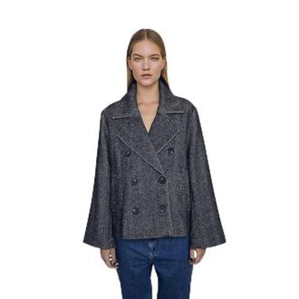 Object Objkeily Noos Veste courte pour femme, M&eacute;lange de gris moyen/motif : chevrons noirs, 36