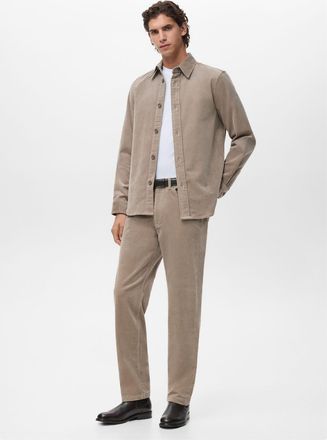 Mango Surchemise coton velours c&ocirc;tel&eacute; marron - Homme - XXL - MANGO MAN