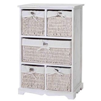 Mendler Kommode Dundee, Schubladenschrank, Shabby-Look Vintage 90x60x30cm - wei&szlig;