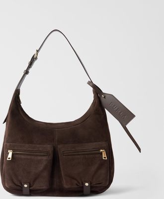 Furla Lynette Schultertasche L Toni Cioccolato Braun Wildleder Damen