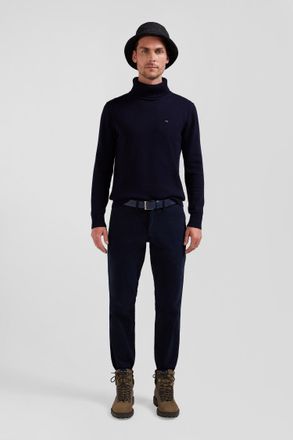 Eden Park Pantalon Chino Bleu Marine En Gabardine De Coton Stretch Coupe Regular