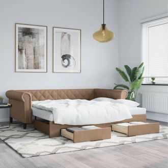 vidaXL Vidaxl - Lit de jour avec lit gigogne et tiroirs cappuccino 90x200 cm