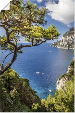 Artland Wanddeko Poster & Kunstdrucke Wandposter 80x120 cm Landschaftsbilder Meer Strand Küste Felsen Capri Italien U2IU