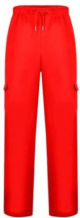Generic Sweat à capuche de Noël uni pour femme - Taille élastique - Poche - Pantalon pour fête quotidienne - Cadeau de Noël, Rouge, XXL