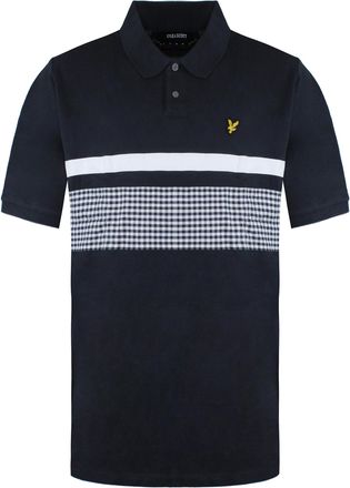 Lyle & Scott Gingham Yoke Stripe Herren Marine/Wei&szlig; Poloshirt