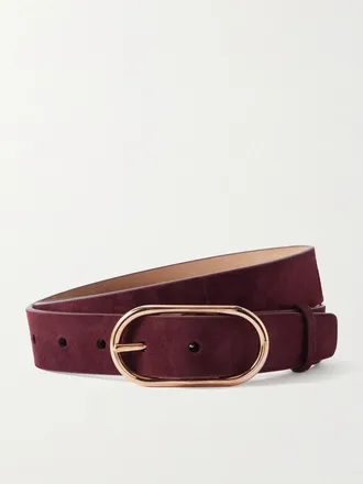 Gabriela Hearst Link Suede Belt - Burgundy