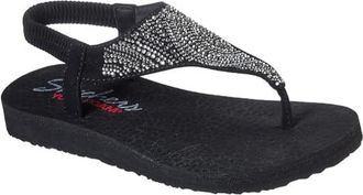 Skechers Femme Meditation Tongs, Noir (Black Mitobuck/Smoke Rhinestone Blk), 41 EU