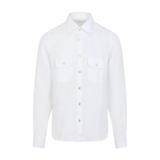 Kiton Homme, Chemises, Blanc, Taille: L Linen Shirt