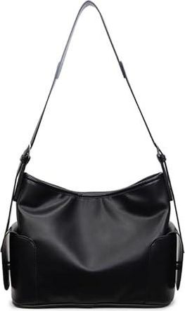 Generic Sac &agrave; bandouli&egrave;re en forme de croissant en polyur&eacute;thane multi-poches avec poign&eacute;e sur le dessus - Couleur unie - Grand sac pour femme - Pour le travai