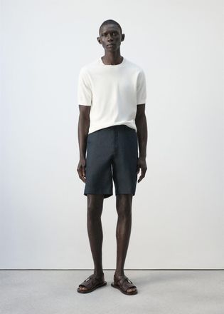 Mango Bermuda slim-fit 100 % lin bleu marine - Homme - 38 - MANGO MAN