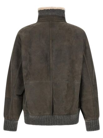 Brunello Cucinelli Shearling-Lined Lambskin Jacket - gray