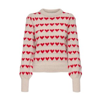 Jacqueline de Yong Jacqueline de Yong, Femme, Pulls, Multicolore, Taille: 42 FR Tricot Imprim&eacute; &agrave; Manches Longues et Col Rond