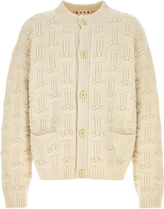 Marni Fischer-Cardigan aus Wolle und Kaschmir - - Knitwear - Herren - Wei&szlig; - M