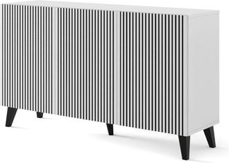AC-Déco Ac-deco - Commode Ravenna f 150 cm 3D blanc / noir pieds noirs