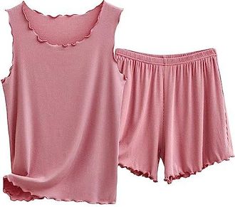 Generic Chemise De Nuit Flanelle Femme Robe Hiver Femme Femmes Vest Shorts Home Wear Ensemble pour Femmes Oreilles en Bois Edge Costume Ample Pyjama Sexy &Eacute;t&eacute; 