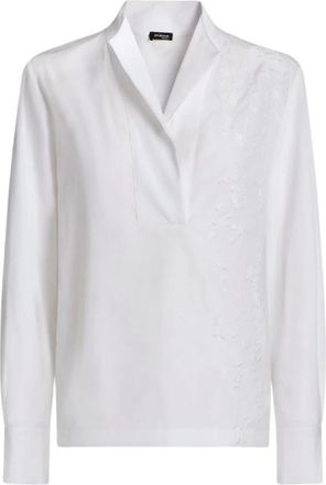 Kiton Femme, Blouses et Chemises, Blanc, Taille: 36 FR Chemise en Pur Coton avec Broderie Ton Sur Ton