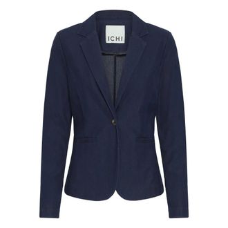 Ichi Ichi, Femme, Vestes, Bleu, Taille: 40 FR Blazer Denim Bleu Fonc&eacute; Style Classique