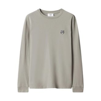 Maison Kitsun&eacute; Homme, Tops, Gris, Taille: S Fox Head Comfort Manches Longues