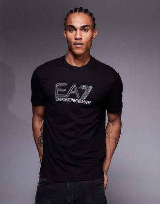 Emporio Armani Armani - EA7 - T-Shirt in Schwarz mit Rundhalsausschnitt und Logo