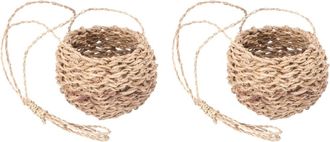 Amosfun Handgewebter Hängekorb 10X10X7 cm Pflanzgefäß Für Innenbereich Vielseitiger Blumentopfhalter Und Aufbewahrungslösung