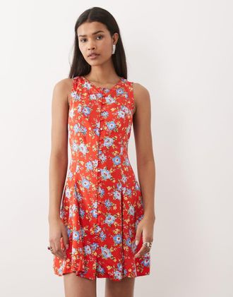 Nobody's Child Georgie - Robe patineuse courte &agrave; fleurs - Rouge