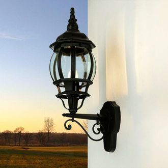 Licht-Erlebnisse Applique dext&eacute;rieur Brest noire avec bras au design rustique en forme de lanterne &eacute;tanche IP23 - noir
