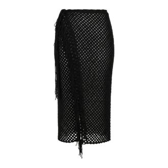 Miss Bikini Femme, Jupes, Noir, Taille: 40 FR Pareo in Rete Frange