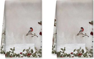 Generic K&uuml;chent&uuml;cher mit Schneemann-Motiv, rustikaler Vogel, Stechpalme, Winter, wei&szlig;, Mikrofaser, Sp&uuml;le, Seitenhandtuch, Arbeitsplatte, Dekoration, 40,6 x 61