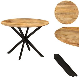 vidaXL Esstisch &Oslash;110x78 cm Massivholz Mango und Stahl - Esstisch - Holztisch - Mangoholztisch - Runder Esstisch - Wohnzimmertisch