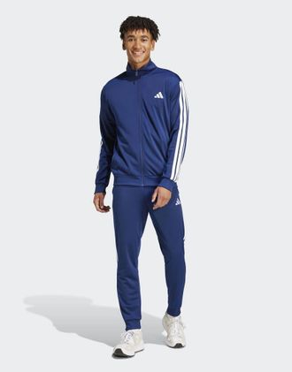 adidas Sportswear - Basic-Trainingshose aus Trikot-Stoff in Dunkelblau mit den drei Streifen