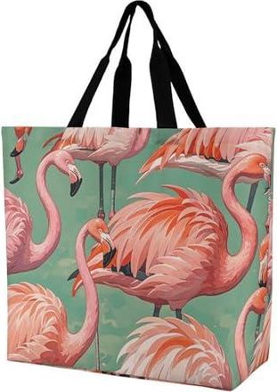 Generic Flamants Roses Adorables Sac Fourre-Tout D&eacute;contract&eacute; Sacs De Courses L&eacute;ger Sac Fourre Tout Pour Plage Quotidienne Voyage