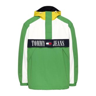 Tommy Jeans Chicago Oversized Jacke Gr&uuml;n/Wei&szlig; - - Jackets - Herren - Gr&uuml;n - S