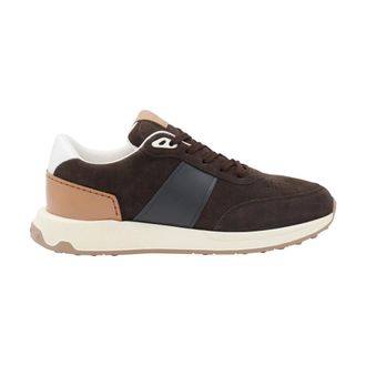 Tod's Homme, Chaussures, Brun, Taille: 41 1/2 EU Baskets en Cuir Marron avec Bout Rond