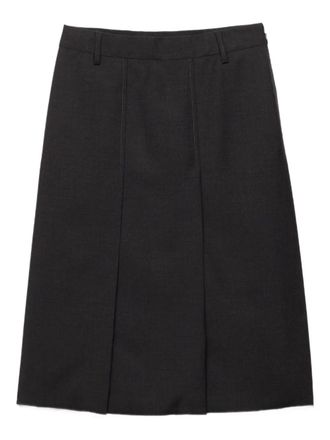 Prada jupe mi-longue Grisaille &agrave; design pliss&eacute; - Noir