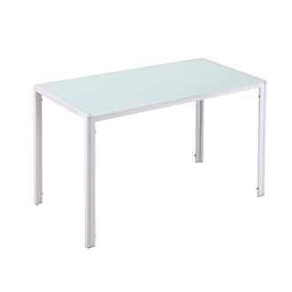 HOMCOM Esstisch 120 x 60 cm K&uuml;chentisch f&uuml;r 4 Personen Esszimmertisch mit Tischplatte aus Hartglas moderner Tisch f&uuml;r K&uuml;che, Esszimmer Wohnzimmer Wei&szlig;