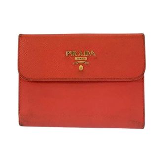Prada Portefeuille compact en cuir Pre-owned - Femme - Pre-owned - Orange - Taille: ONE Size