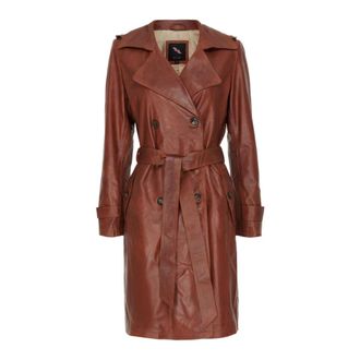 BTF-CPH Dunkel Cognac Leder Trenchcoat - - Jackets - Damen - Braun - S