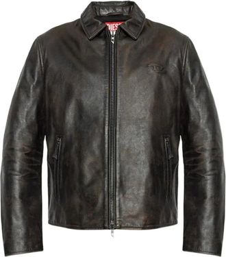 Diesel Homme, Vestes, Brun, Taille: L Veste en cuir de veau